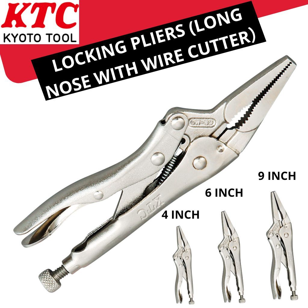 Jual KTC Tang Buaya Jepit Lancip 4/6/9 Inch Locking Pliers Long Nose ...