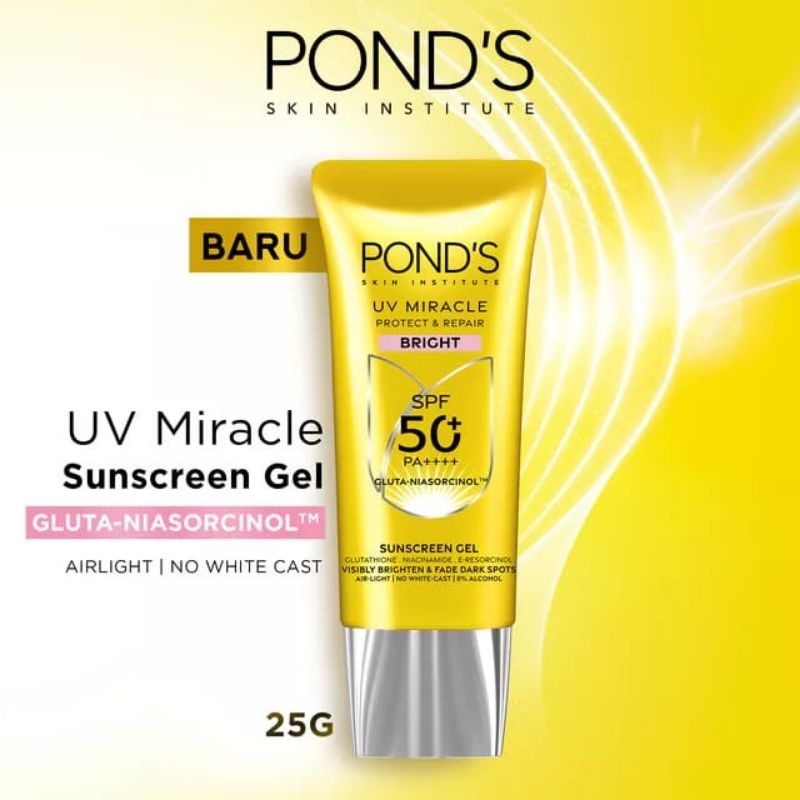 Jual Ponds UV Miracle Protect & Repair Bright Gluta Niasorcinol Sunscreen Gel SPF 50+ PA ++++ 25 ...