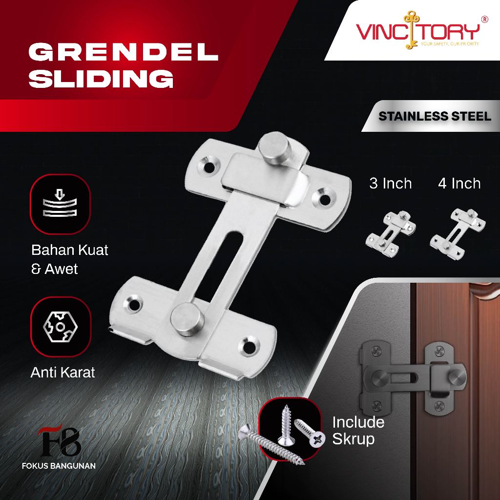 Jual Grendel Sliding 180* Stainless/Selot Pintu Geser/Ready Stok FREE ...