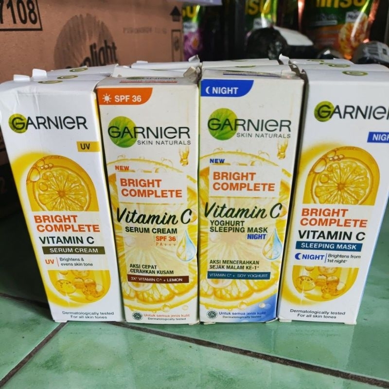 Jual GARNIER BRIGHT COMPLETE VITAMIN C SERUM CREAM, SERUM YOGHURT SLEEPING MASK NIGHT 20ML ...