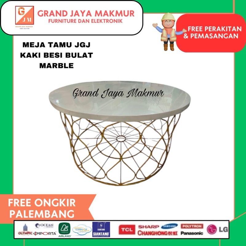 Jual meja tamu JGJ kaki besi bulat marble meja tamu minimalis meja tamu ...