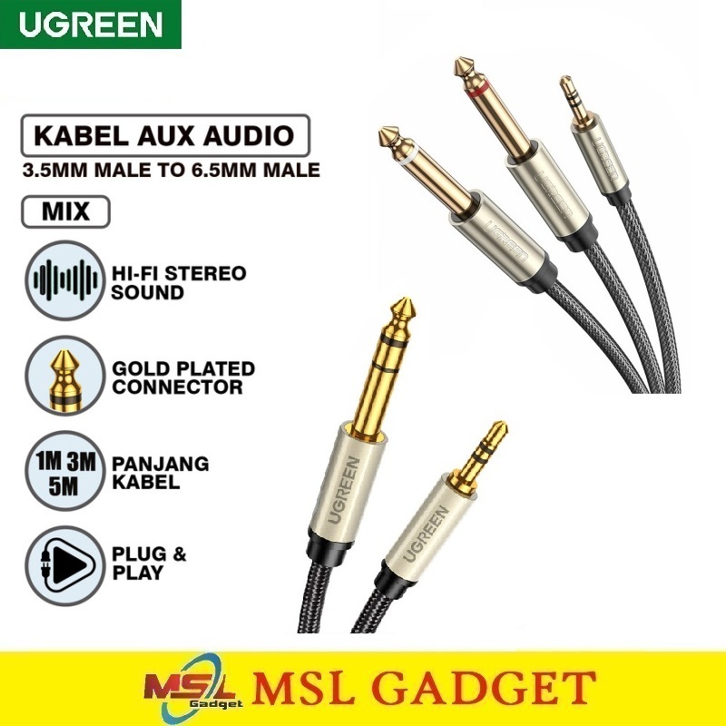 Jual UGREEN Kabel Audio Aux Jack 3.5mm to Akai 6.5mm 6.35mm TRS Stereo | Shopee Indonesia