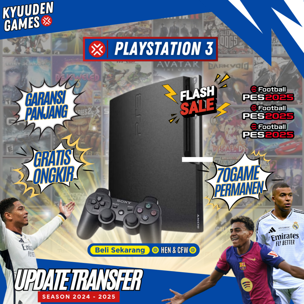Jual SONY PS3 Playstation 3 Slim CFW Hen Full Games BEBAS REQUEST 120/160/250/320/500 GB/1 TB ...