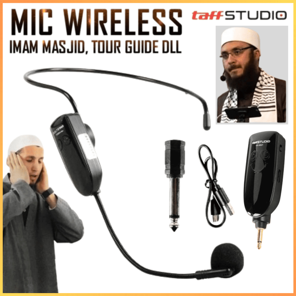 Jual COD TaffSTUDIO Mic Mik Imam Masjid Wireless Microphone 2.4GHz Tanpa Kabel Jarak Jauh ...