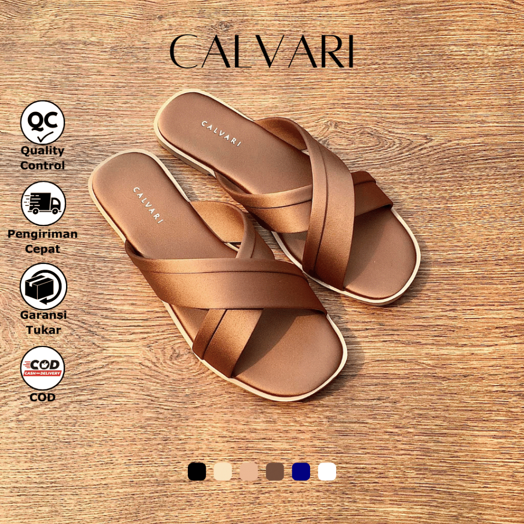 Jual CALVARI - FELICIA Sandal Wanita Korea Teplek Casual Kekinian Size ...