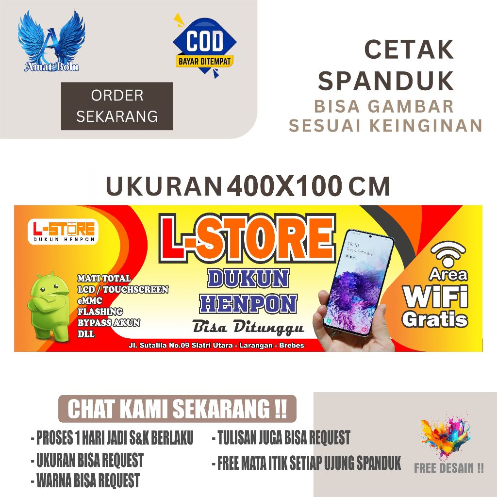 Jual Cetak Spanduk Cetak Banner SERVIS HP DUKUN HENPON Ukuran 400X100 ...