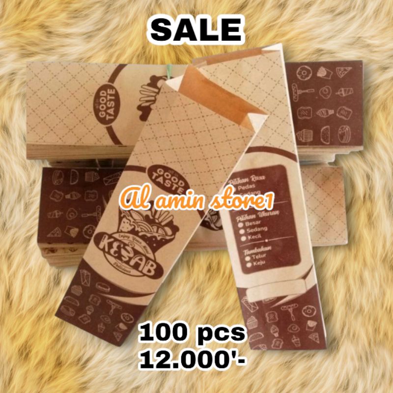 Jual kertas bungkus kebab 100 lembar / paper box kebab termurah/ kertas ...