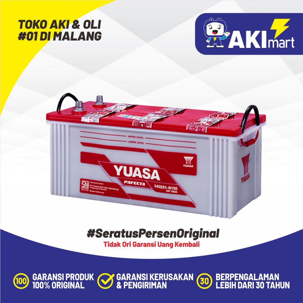 Jual Aki Mobil Genset dan Alat Berat Accu Original Yuasa N150 12V 150Ah ...