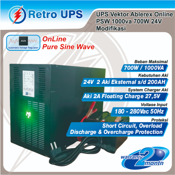 Jual UPS Modifikasi Vektor Ablerex Online PSW 1000va 700W 24V Modif ...