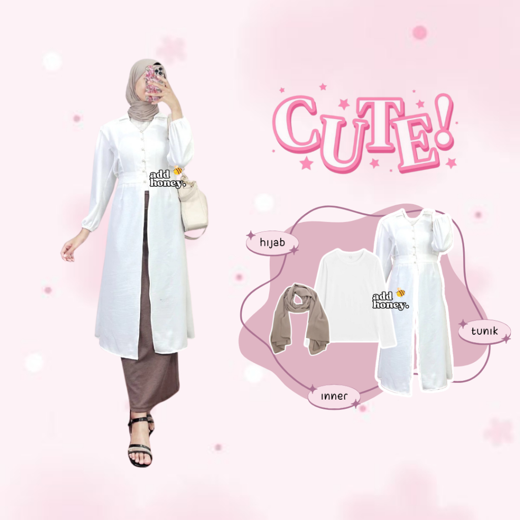 Jual PAKET HEMAT One Set Lebaran 2025 ( Tunik Inner Rib Pahmina ...