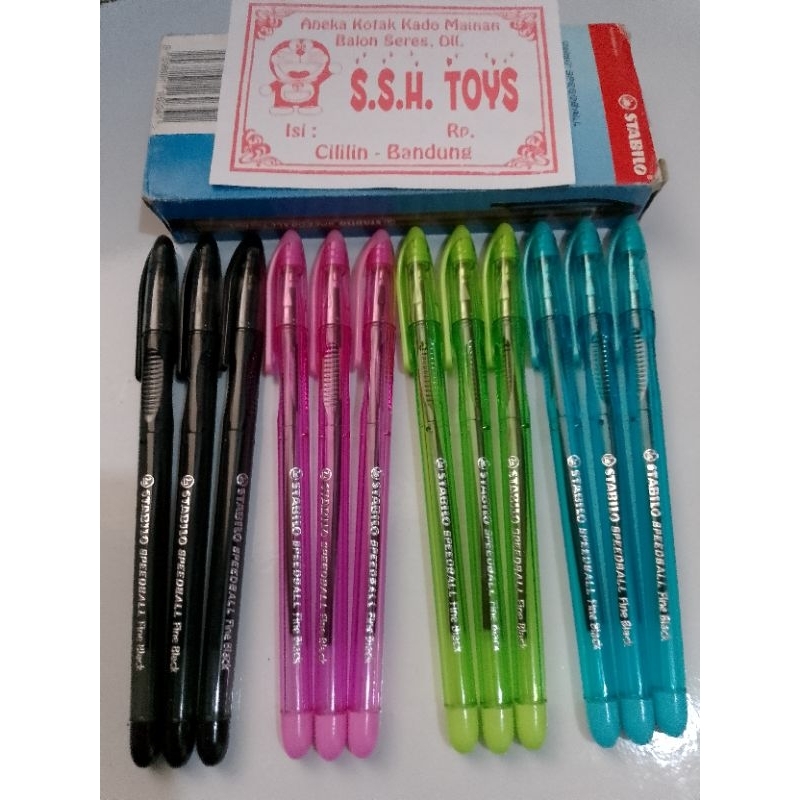 Jual pulpen STABILO SPEEDBALL fine black isi 12pcs | Shopee Indonesia