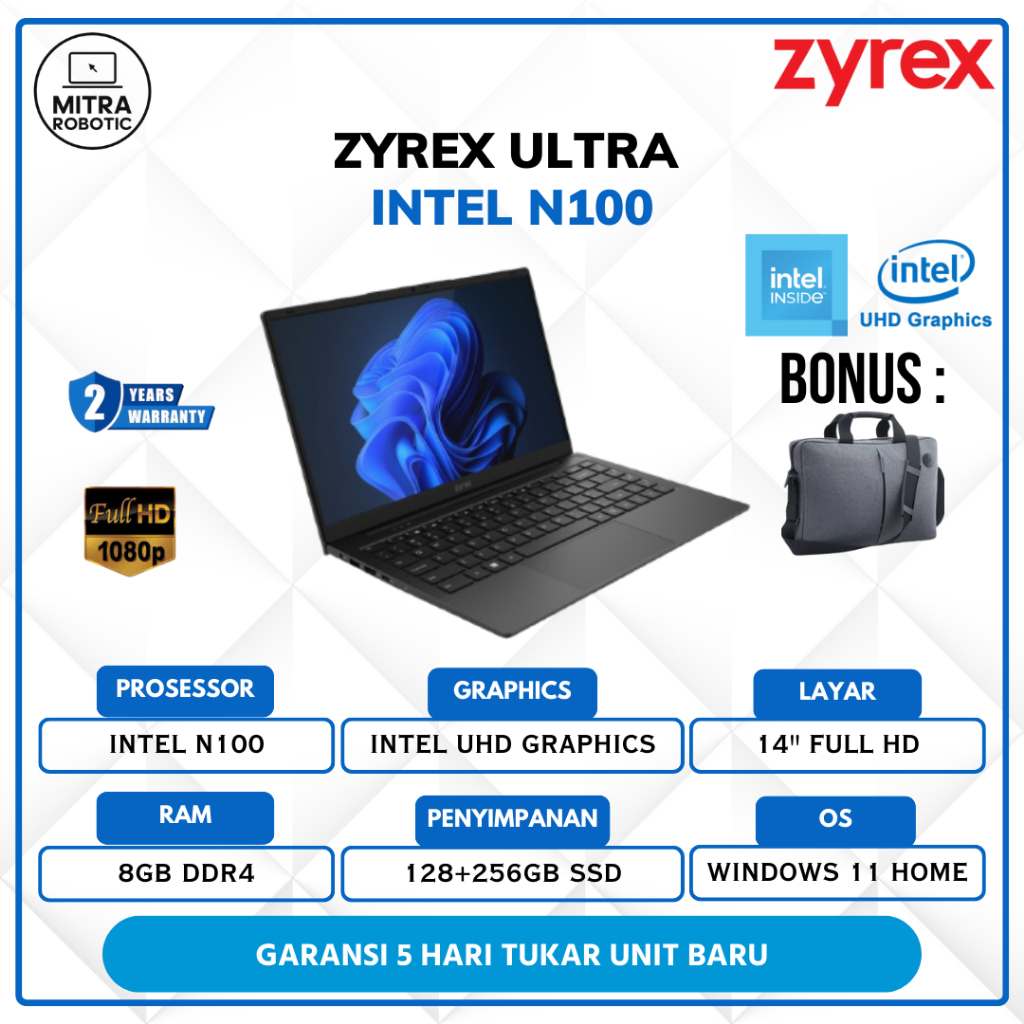 Jual Laptop Zyrex Ultra Intel N100 8GB 128GB 256GB SSD Win11 14.0" Full ...
