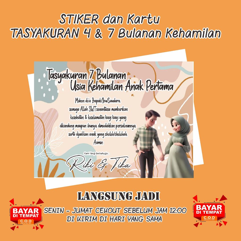 Jual Cetak Kartu/Stiker Lebel Tasyakuran 4/7 Bulanan Kehamilan Stiker ...