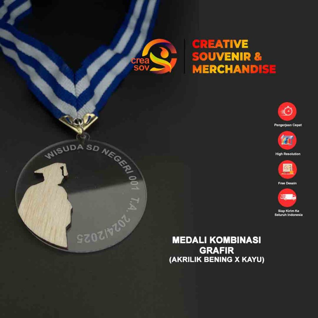 Jual Creasov - Medali Akrilik Wisuda Sekolah Akrilik x Kayu Custom ...