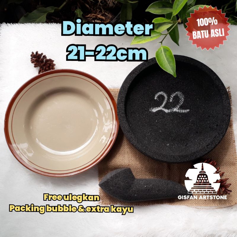 Jual (Packing kayu) Cobek coet layah lemper 21-22cm 100% batu asli ...