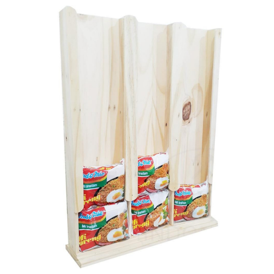 Jual Rak Display Indomie Kayu Rak Mie Instan Susun 4 Sekat | Shopee ...