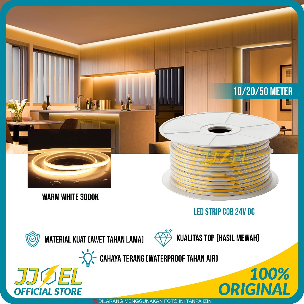 Jual Lampu LED Strip COB 24V 10M 20M 50M Super Terang, Tahan Lama ...