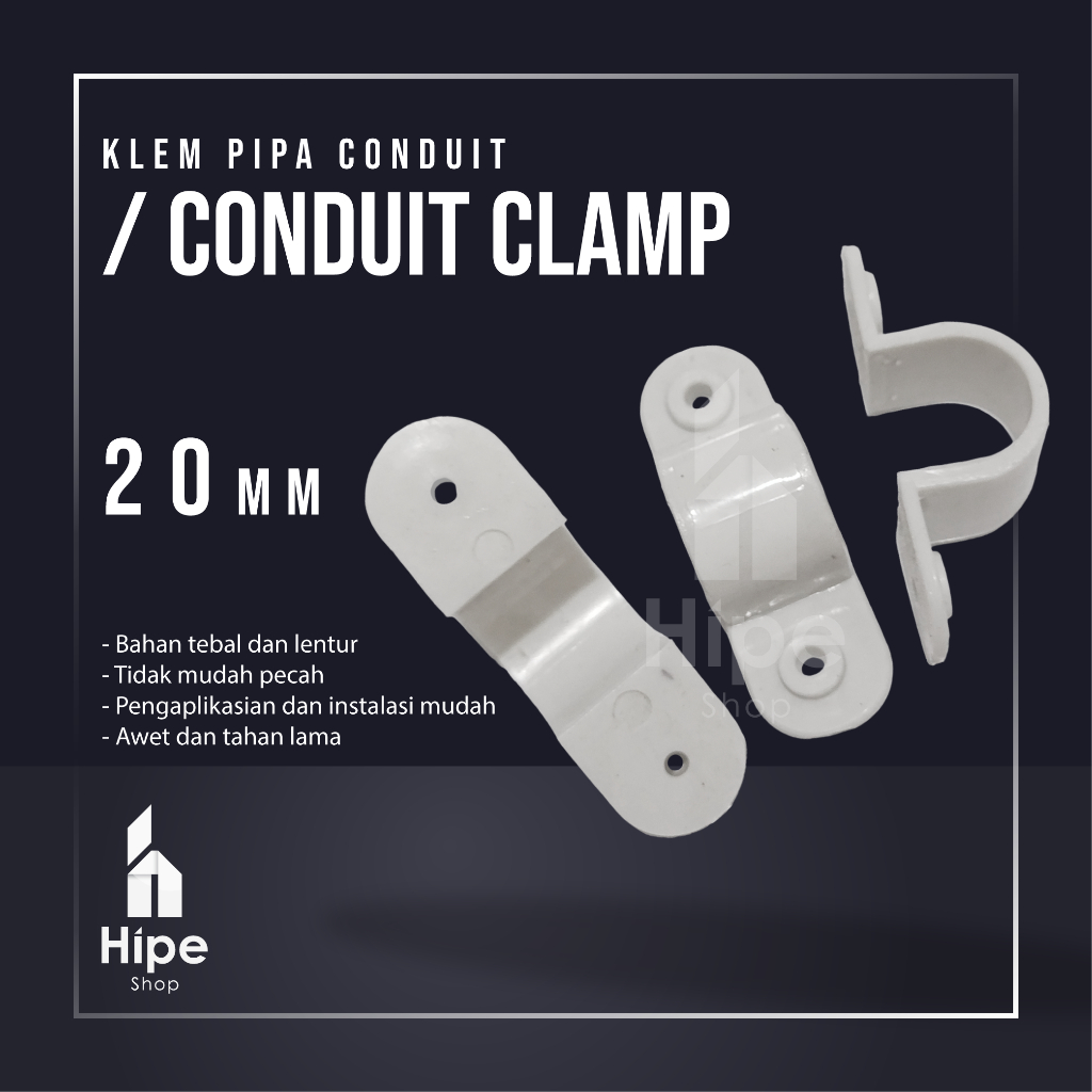 Jual Klem pipa conduit 20mm / Clamp pipa PVC instalasi pipa listrik ...