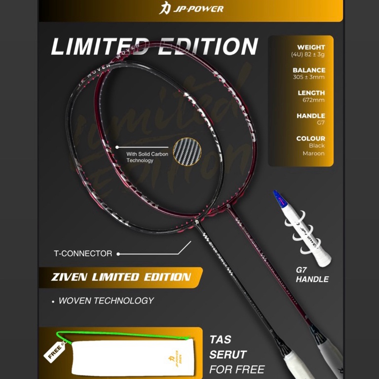 Jual Model Baru RAKET JP POWER ZIVEN LIMITED EDITION ORIGINAL | Shopee ...