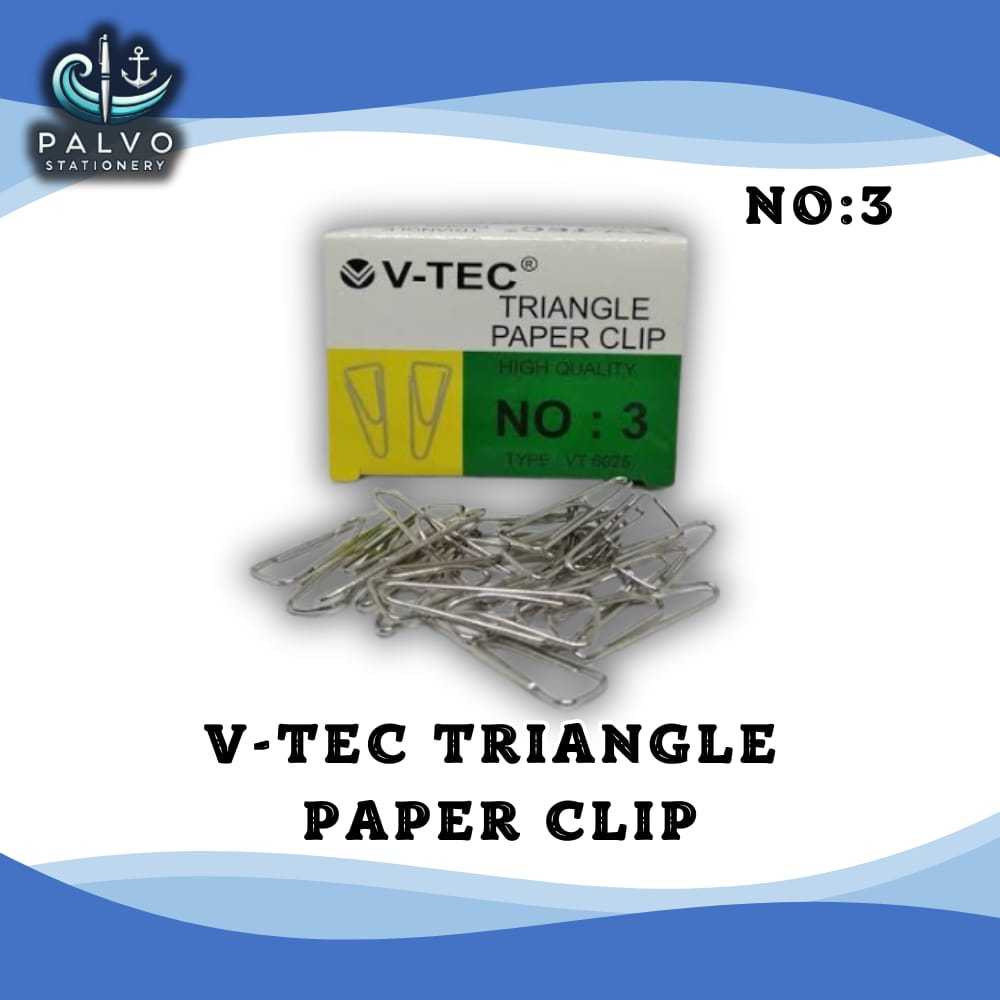 Jual V-TEC TRIANGLE PAPER CLIP VT-6025 NO. 3 / PENJEPIT KERTAS NO. 03 ...