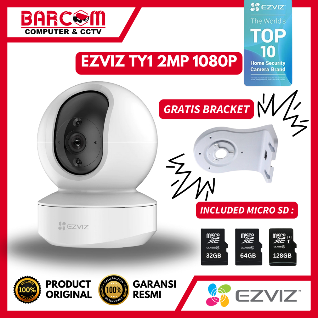 Jual EZVIZ TY1 2MP 1080P BUNDLING 32GB/64GB/128GB MEMORI FREE BRACKET ...