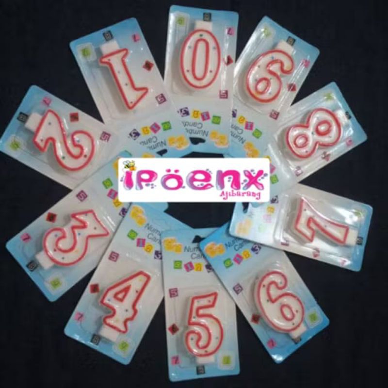 Jual Lilin Angka Number candles/lilin huruf angka satuan garis merah ...