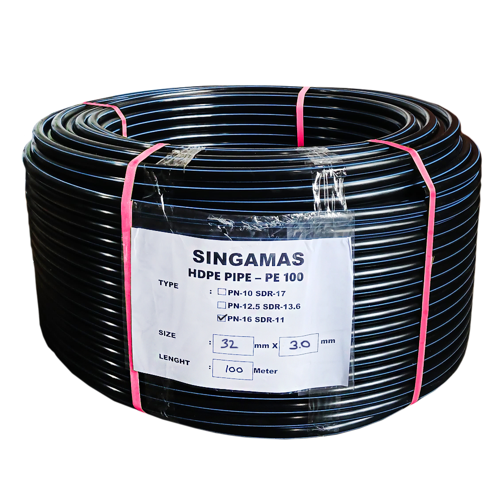 Jual SINGAMAS Pipa HDPE 1 Inch x 100 Meter PN 16 SDR 11 | Shopee Indonesia