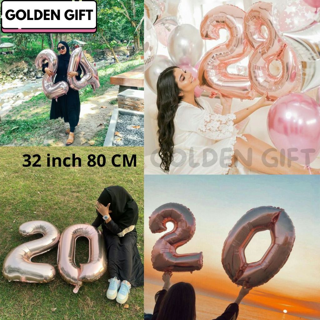 Jual Balon Foil Angka 0-9 Ukuran Besar 32inch 80cm Dekorasi Pesta (ROSE ...