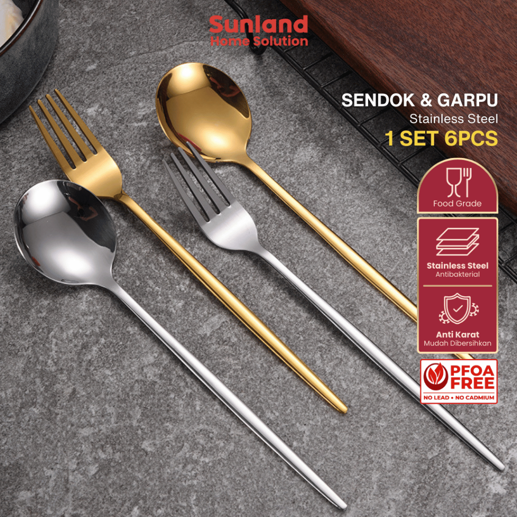 Jual Sunland Home Solution - Sendok & Garpu Stainless Steel 6PCS Sendok ...