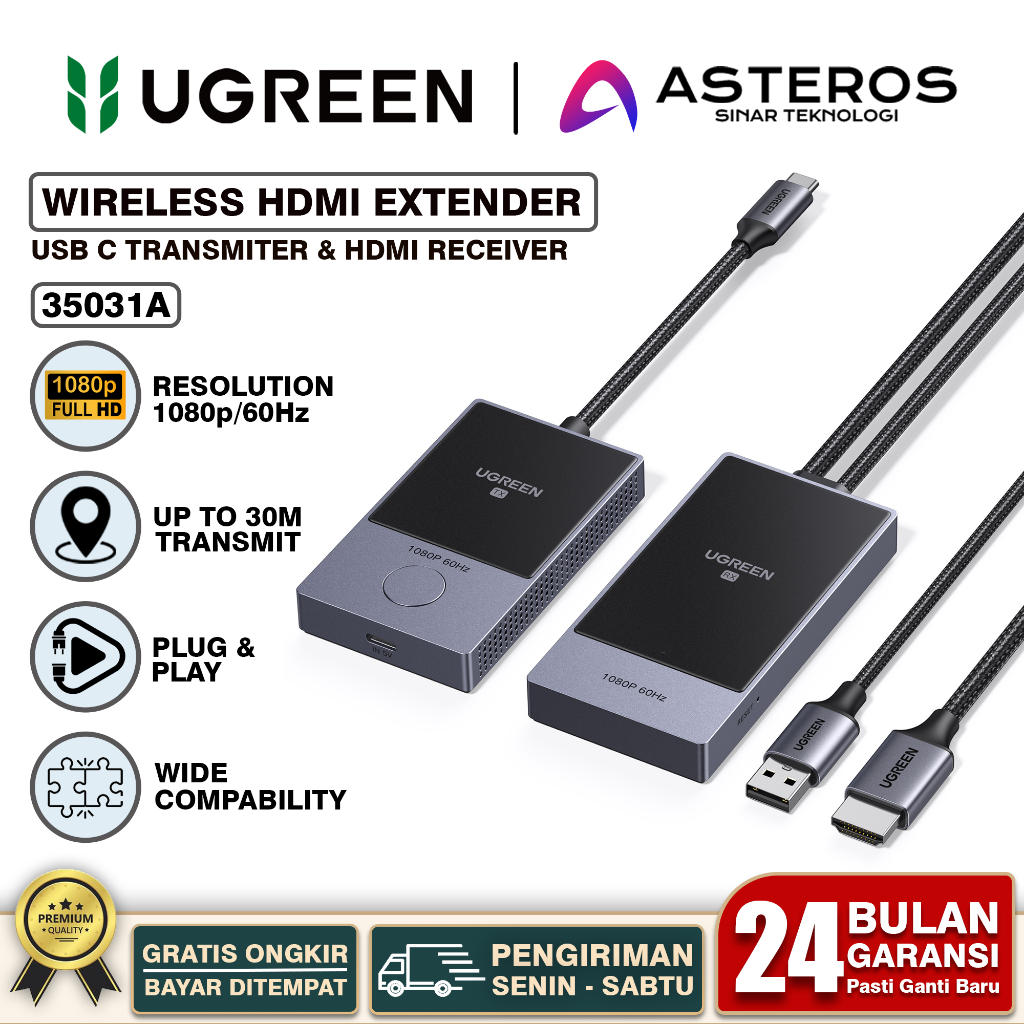 Jual UGREEN Wireless HDMI Extender Audio Video Transmitter Receiver Display 4K@30Hz | Shopee ...