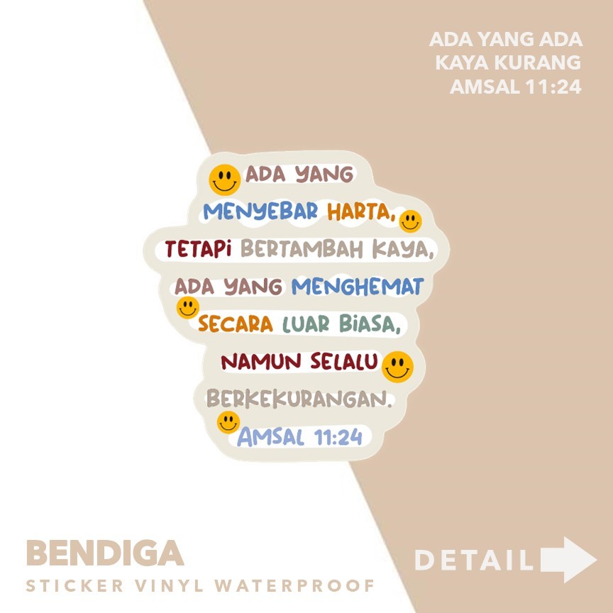 Jual ADA YANG ADA KAYA KURANG AMSAL 11:24 Sticker Bendiga | Stiker ...