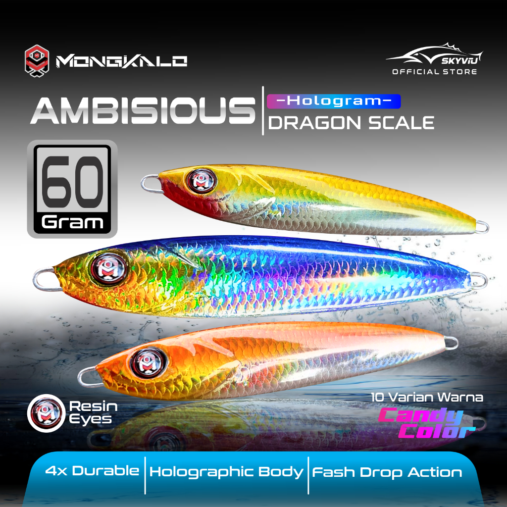 Jual Umpan Metal Jig 60 Gram MONGKALO AMBISIOUS 60g Hologram Sisik Metaljig Jik Killer 60gr 60 g ...