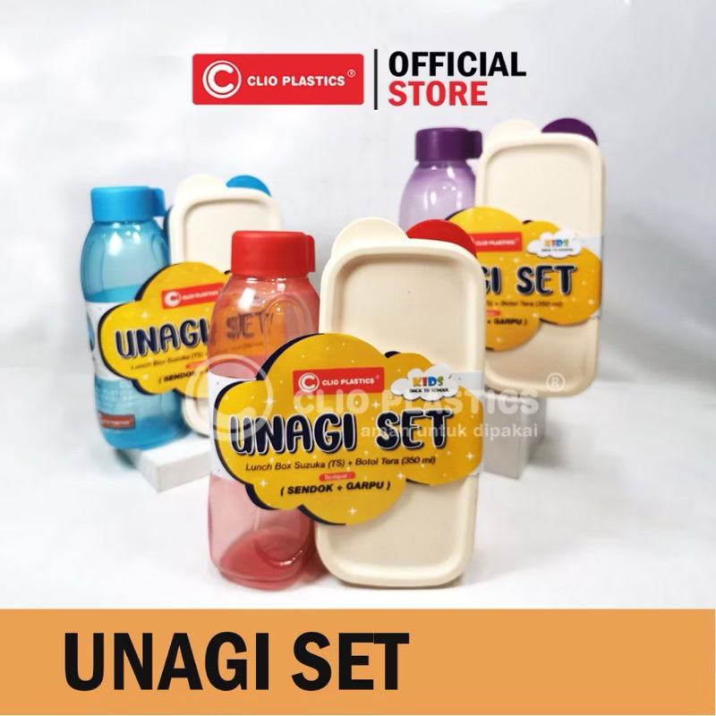 Jual CLIO Plastik Unagi Set - Lunch Box Set Botol dan Tempat Makan Dengan Sendok Garpu - Kotak ...