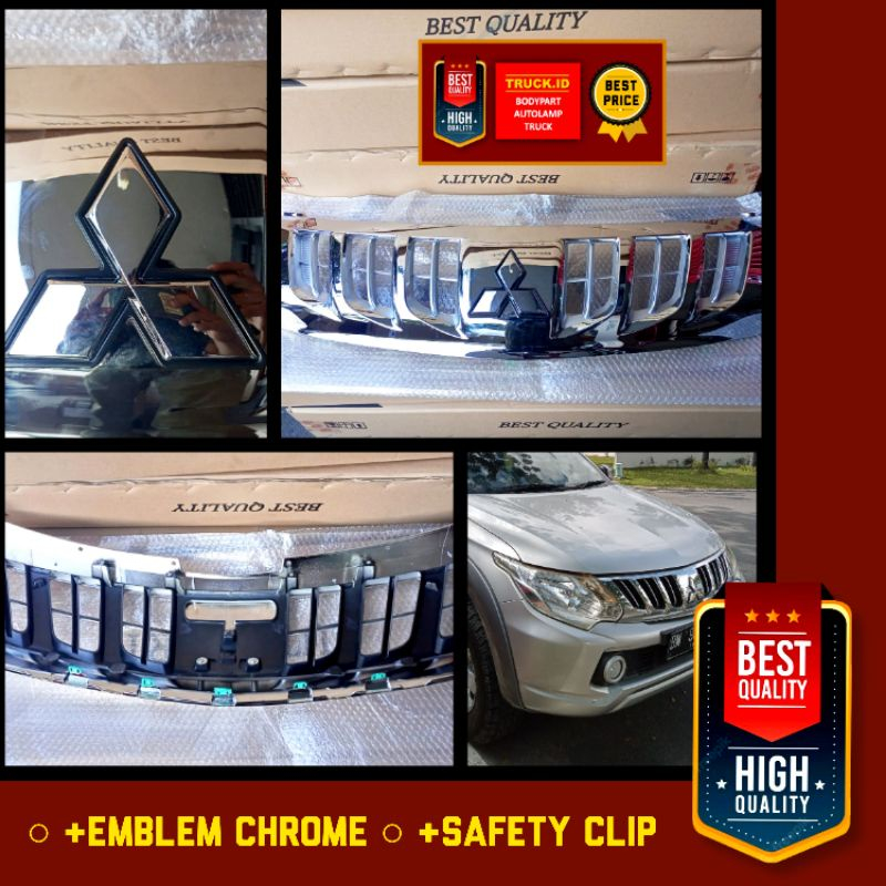 Jual GRILL RAM RAMBANG GRILLE DEPAN TRITON 2015 2019 +EMBLEM (CHROME) *8740 | Shopee Indonesia