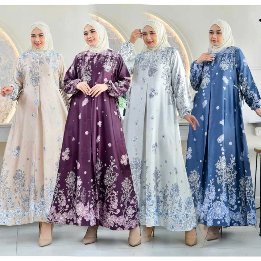 Jual GDTima Zaskia Dress Silk Premium Motif Terbaru / Gamis Silky ...