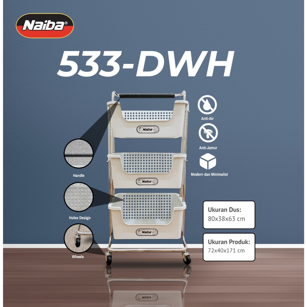 Jual NAIBA - Rak Trolley Ukuran Large (L) - rak roda | Shopee Indonesia