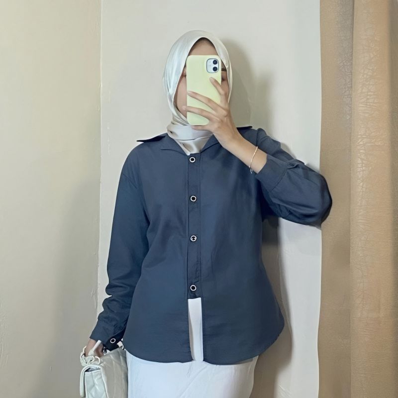 Jual Amary Top - Kemeja Wanita Oversize - Kemeja Wanita Terbaru Linen - Shirt Basic Polos ...