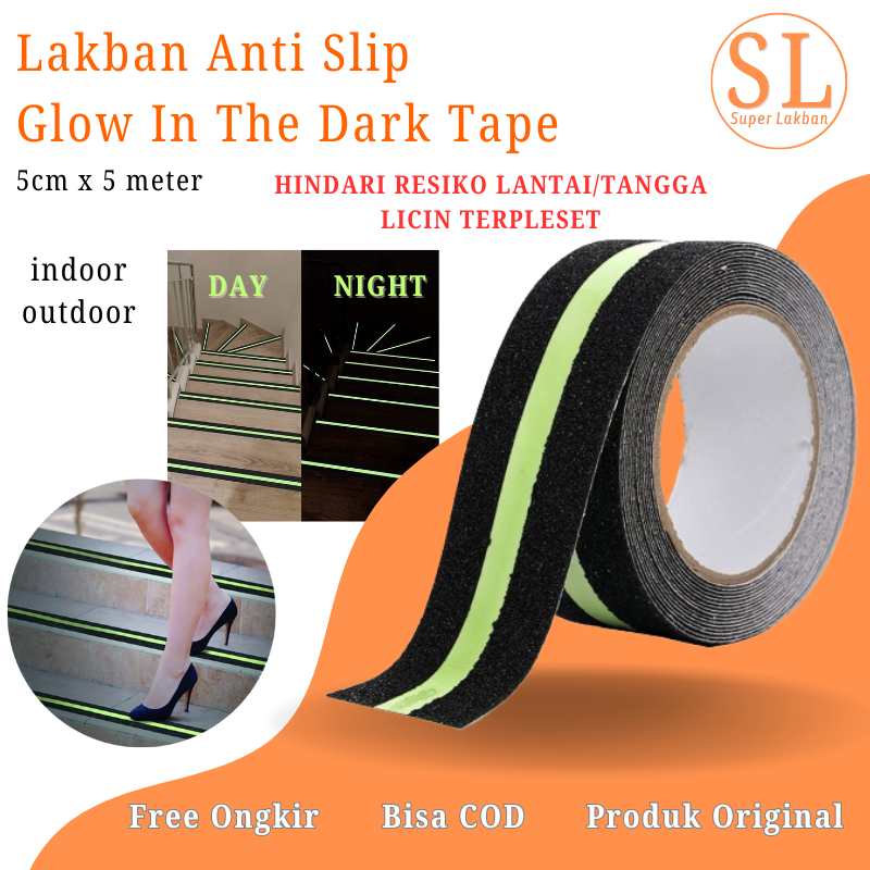 Jual Lakban Anti Licin Tangga Stiker Glow In The Dark Isolasi Fosfor Nyala Terang Saat Gelap ...