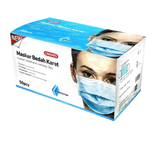 Jual ONEMED MASKER BEDAH KARET BIRU 50S ( 1 BOX = 50 PCS) | Shopee ...