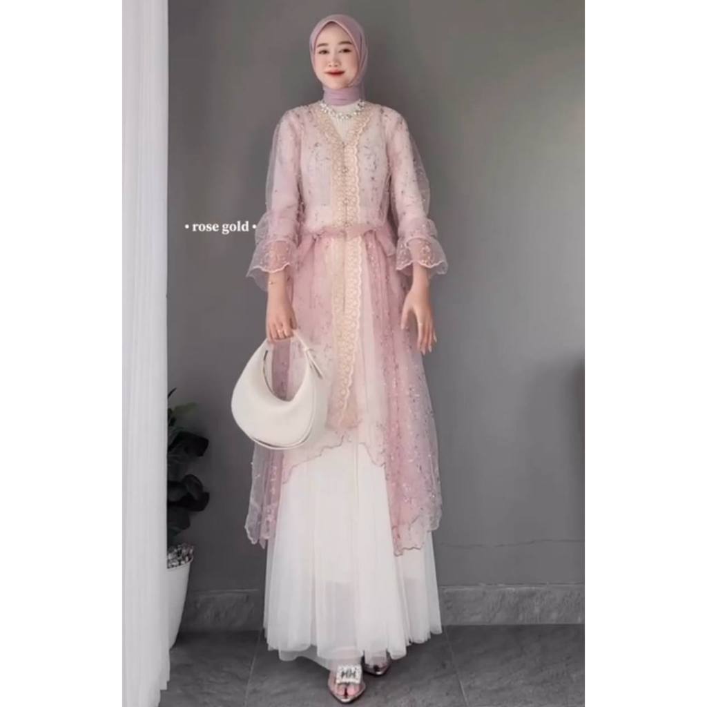 Jual Ranum Outer Brukat Wanita Bahan Brukat Aksen Renda Kekinian dan ...