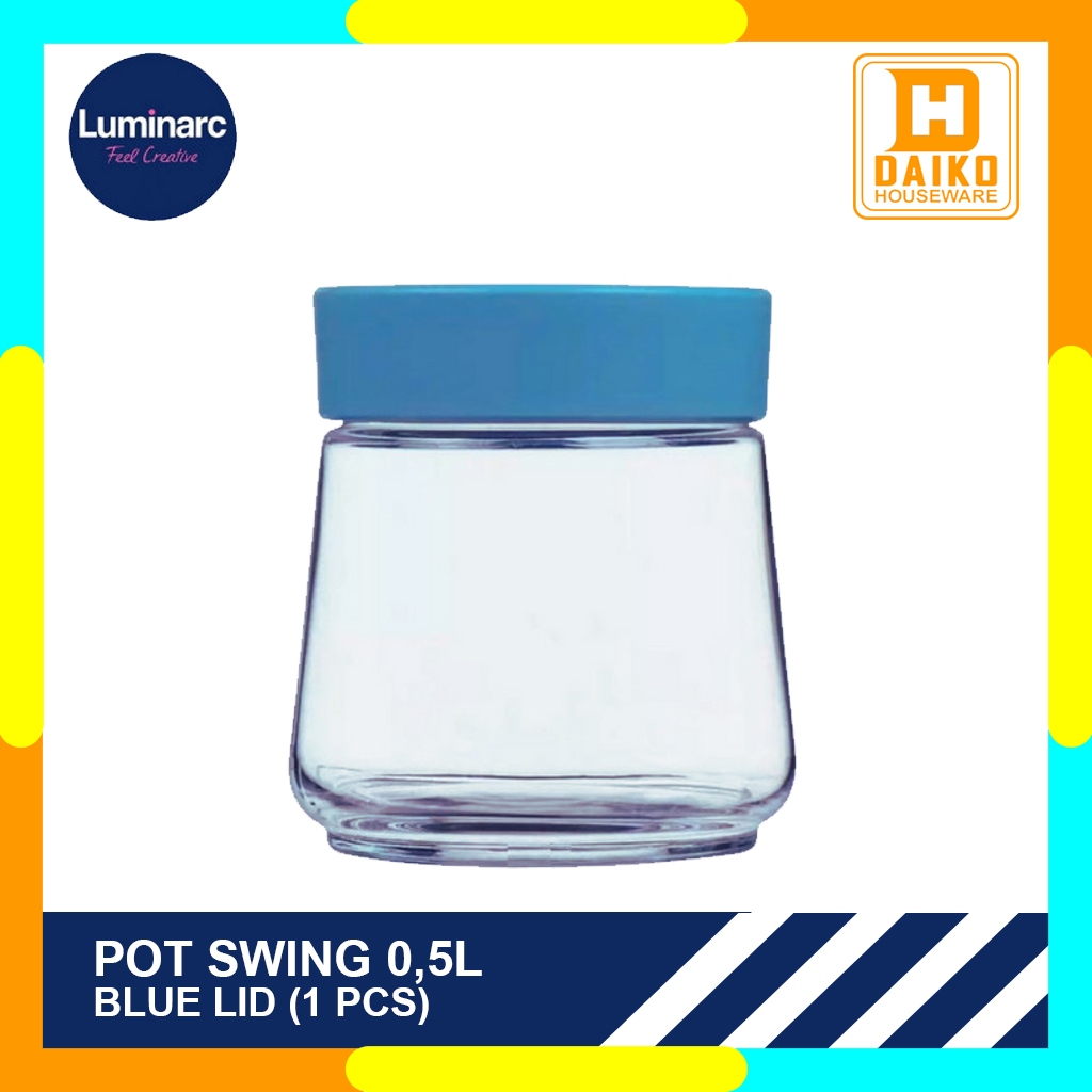 Jual Luminarc Pot Swing 0,5L Blue Lid - Toples Kaca 500ml Tempat Kue ...
