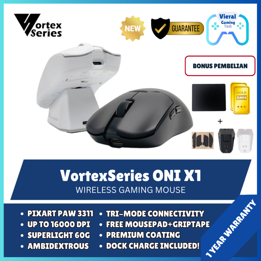 Jual Vortexseries Vortex ONI X1 Wireless Mouse Gaming 3in1 Connection ...