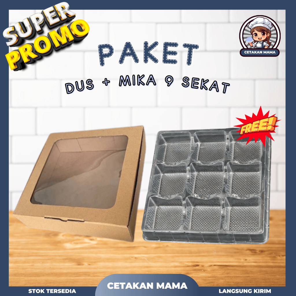 Jual Paket Mika Sekat 9 + Kardus Sekat 9 cetakan puding mika karton dus ...