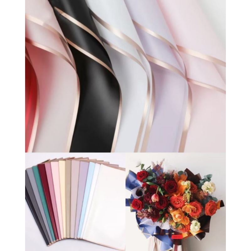 Jual Kertas Buket - Cellophane List Gold - 5 Lembar Kertas Kertas Buket ...