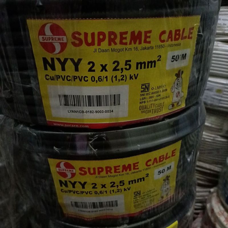 Jual KABEL NYY 2X2.5 HITEM KAWAT SUPREME 50METER | Shopee Indonesia
