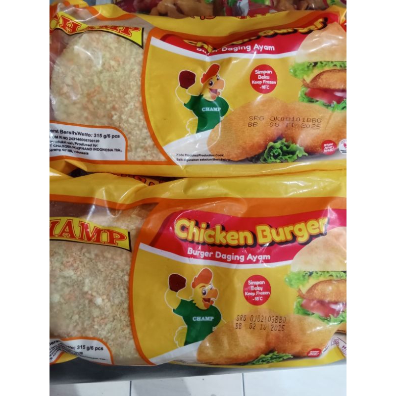 Jual Champ Chicken Burger Daging Ayam Isi 6 | Shopee Indonesia