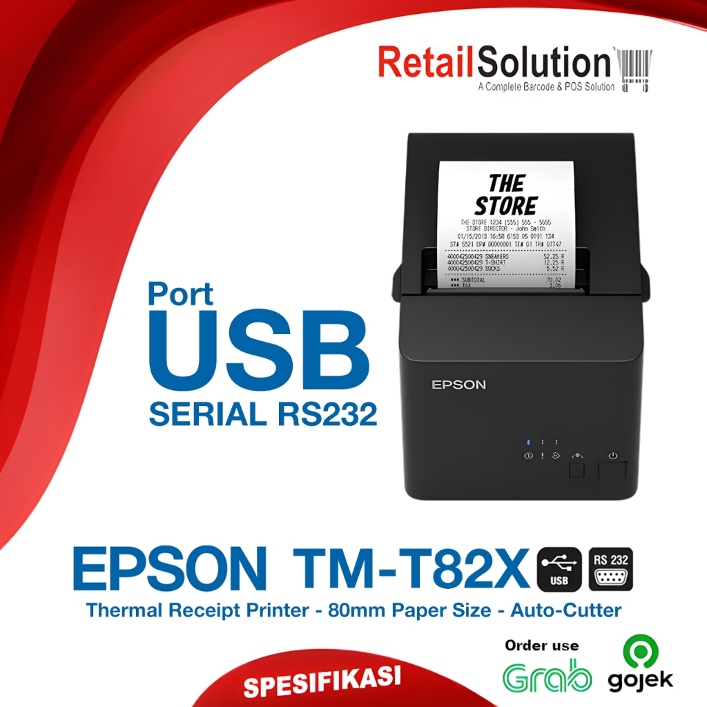Jual EPSON TMT82 X - Printer Kasir Thermal USB Serial RS-232 TMT82X TM ...
