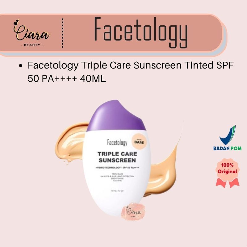 Jual Facetology Triple Care Sunscreen Tinted SPF 50 PA++++ 40ML | Shopee Indonesia