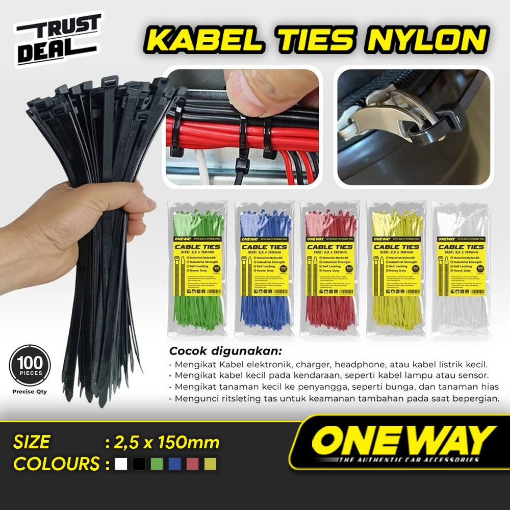 Jual Kabel Ties Nylon 2,5 x 150mm Tis Segel Pengikat Makanan Isi 100 ...