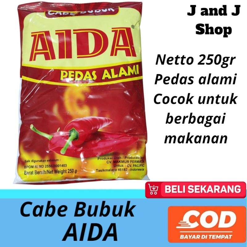 Jual AIDA Cabe Bubuk 250 gram cabai chili powder | Shopee Indonesia